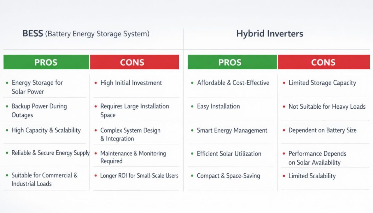 BESS vs Hybrid Inverter: Key Differences & Which One Is Better?
